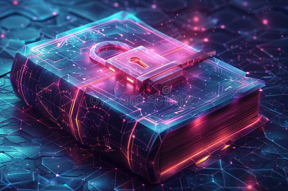 Polygonal Notebook and Lock Low Poly Wireframe Illustration Stock ...