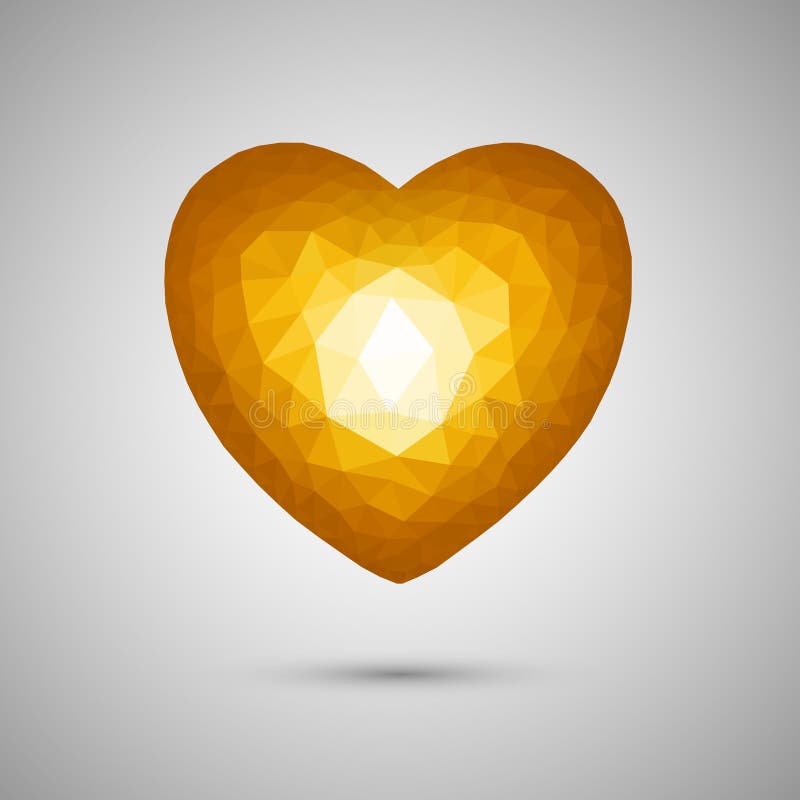 Polygonal Orange Crystal Heart Stock Vector - Illustration of brilliant ...