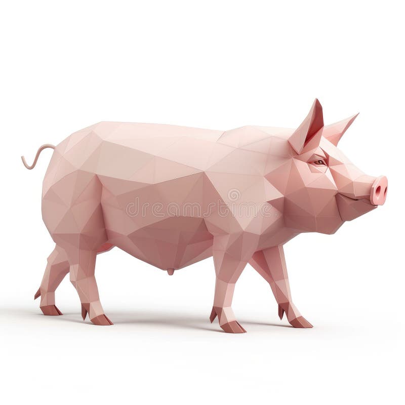 Low-Poly Pig Render stock illustration. Illustration of shape - 378906056