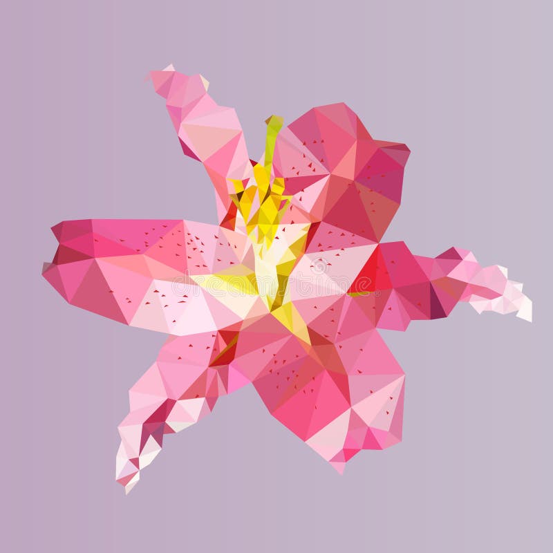 Polygonal Pink Lotus, Polygon Triangle Flower, Vector Stock Vector ...