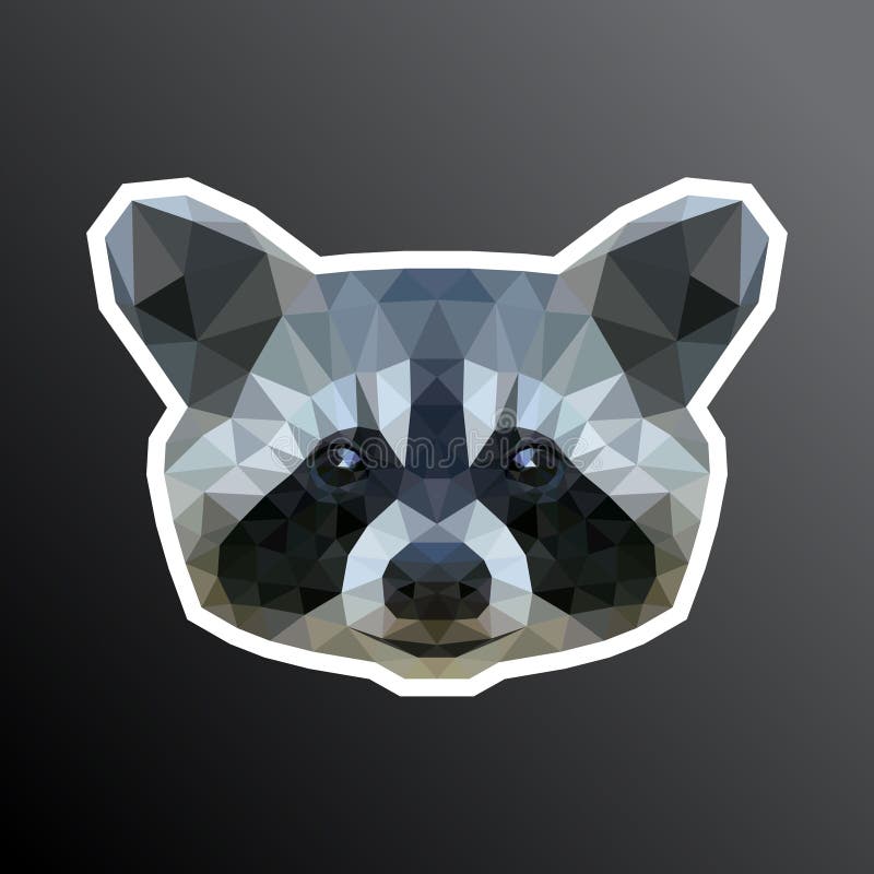 Polygonal racoon head stock vector. Illustration of cartoon - 156721816