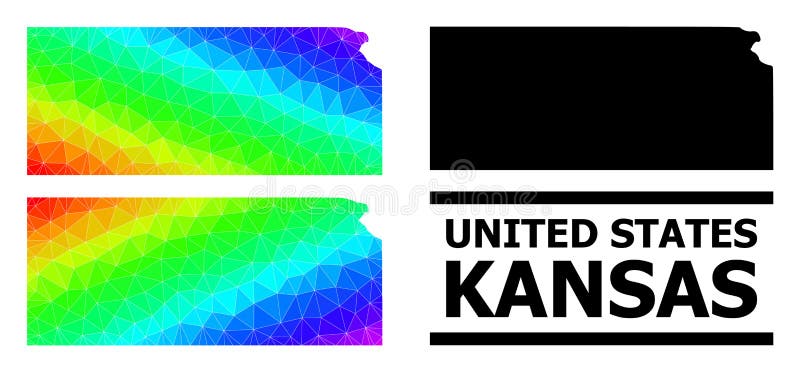 Low Poly Map of Kansas State USA. Polygonal Shape Vector Illustration ...