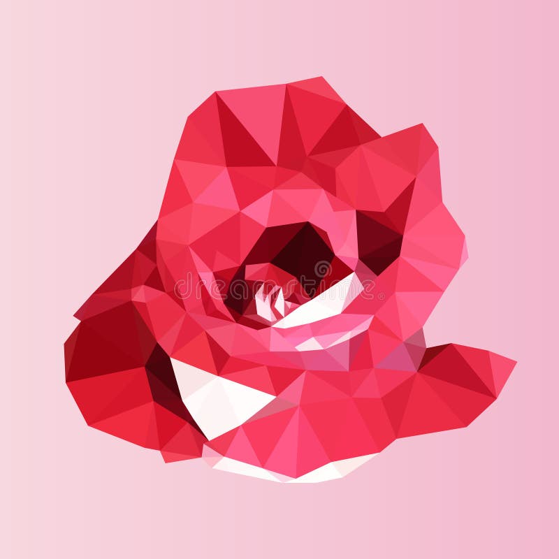 Polygonal Red Rose. Poly Low Geometric Triangle Flower Vector Stock ...
