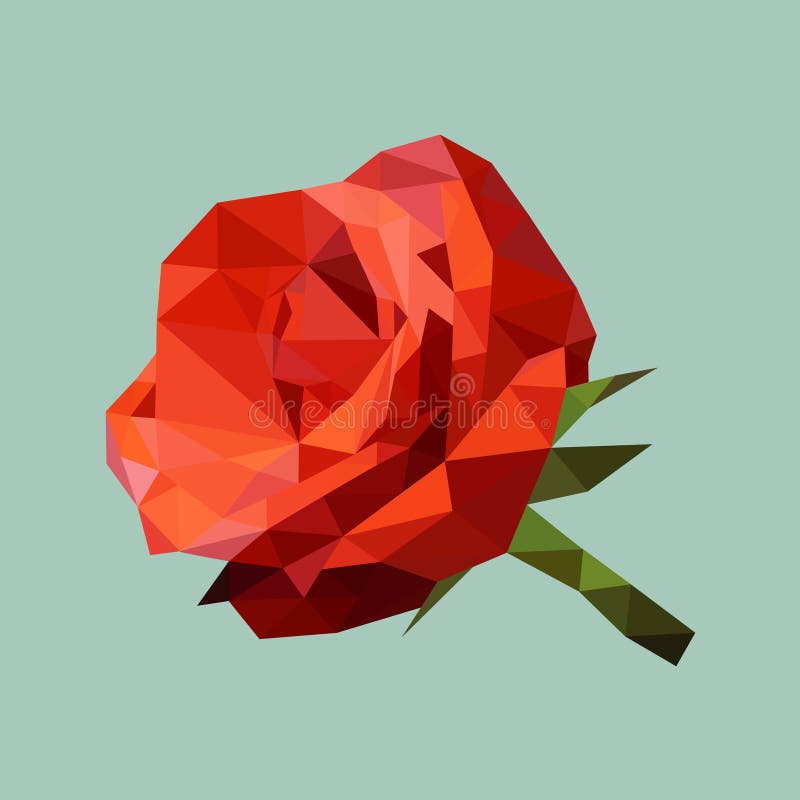 Polygonal Red Rose, Polygon Geometric Flower, Vector Stock Vector ...