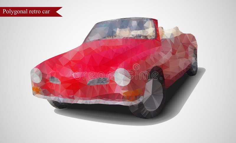 Polygonal Retro Car on Grey Background. Geometric Style. Stock Vector ...