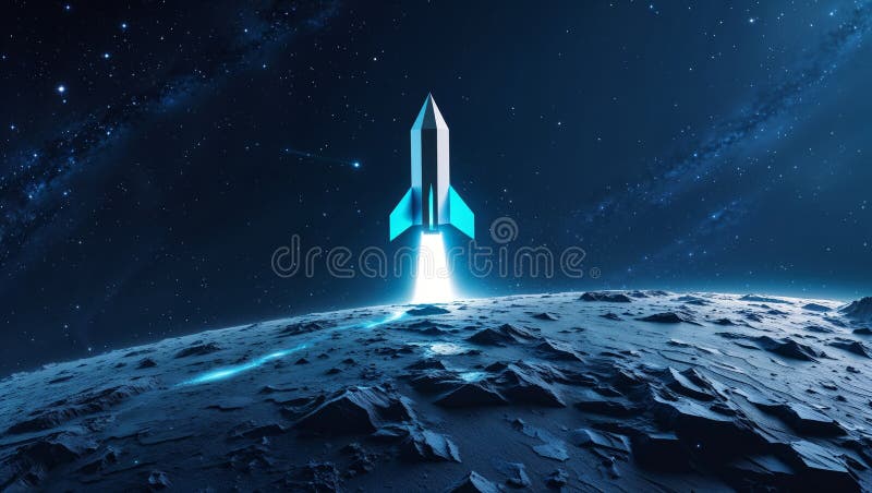 Polygonal Rocket Launching from Planet Surface into Starry Space Stock ...