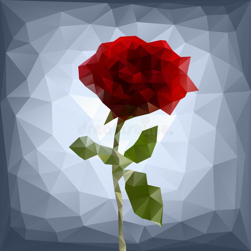Polygonal Red Rose, Polygon Geometric Flower, Vector Stock Vector ...
