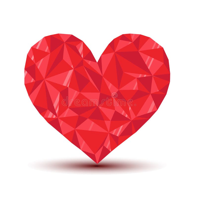 Polygonal Ruby Heart with Reflection and Shadow Stock Vector ...