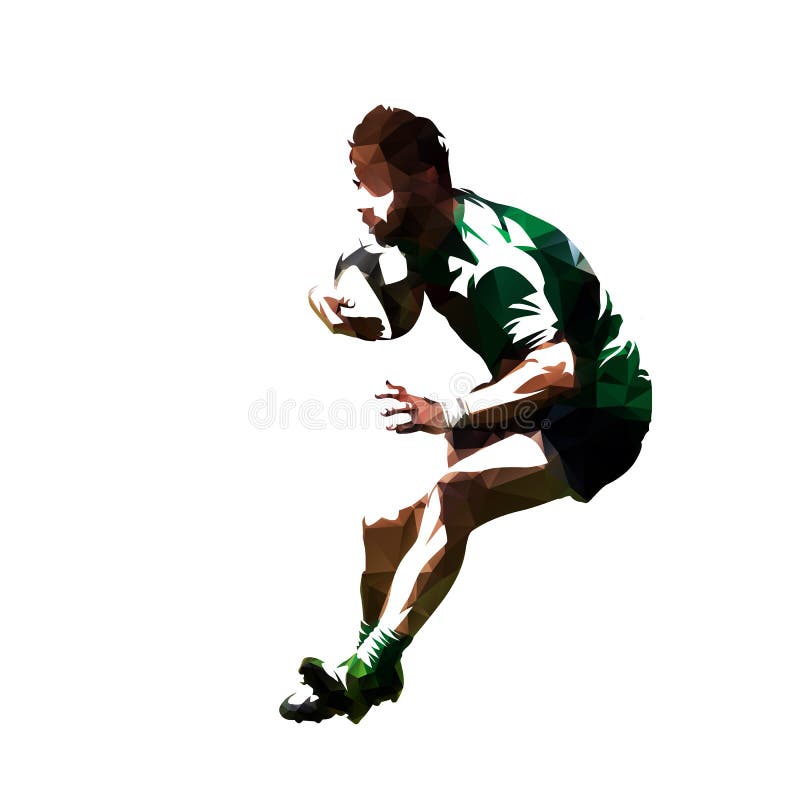 Polygonal Rugby Player Running with Ball, Low Poly Vector Stock Vector ...