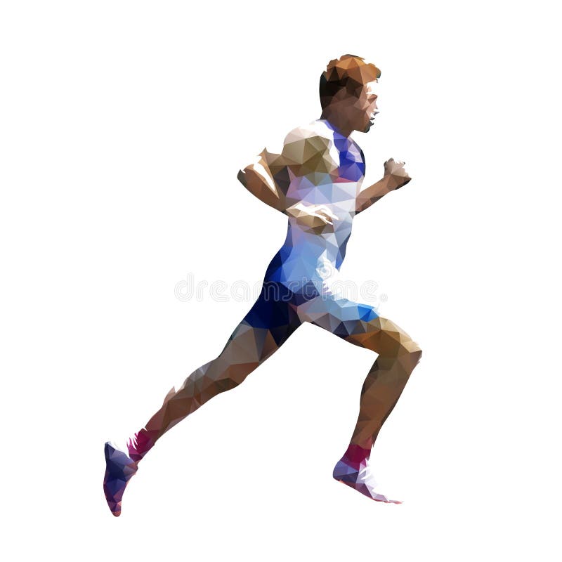 Polygonal Running Man. Low Poly Vector Runner Stock Vector ...