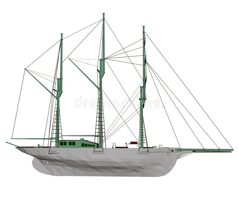Polygonal Sailing Ship. Side View. Vector Illustration Stock Vector ...
