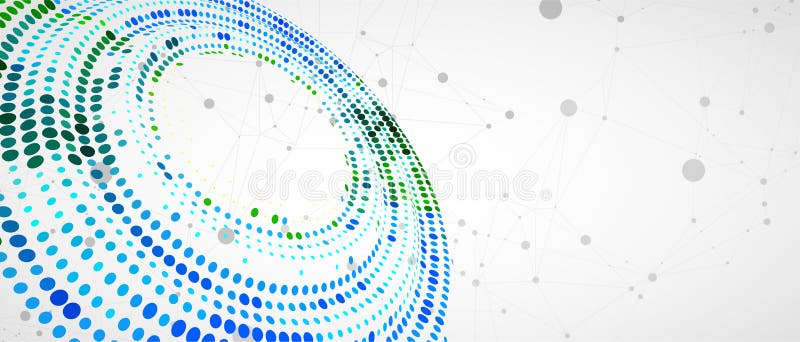 Polygonal Science Background with Connecting Dots and Lines. Halftone ...