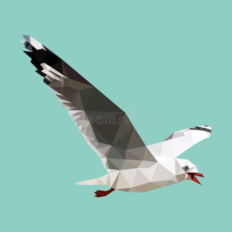 Polygonal Seagull, Geometric Polygon Bird, Vector Stock Vector ...
