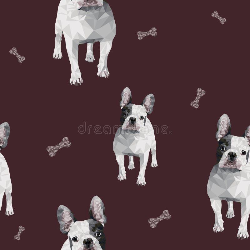 Polygonal Seamless Pattern. French Bulldog and Bone Stock Vector ...
