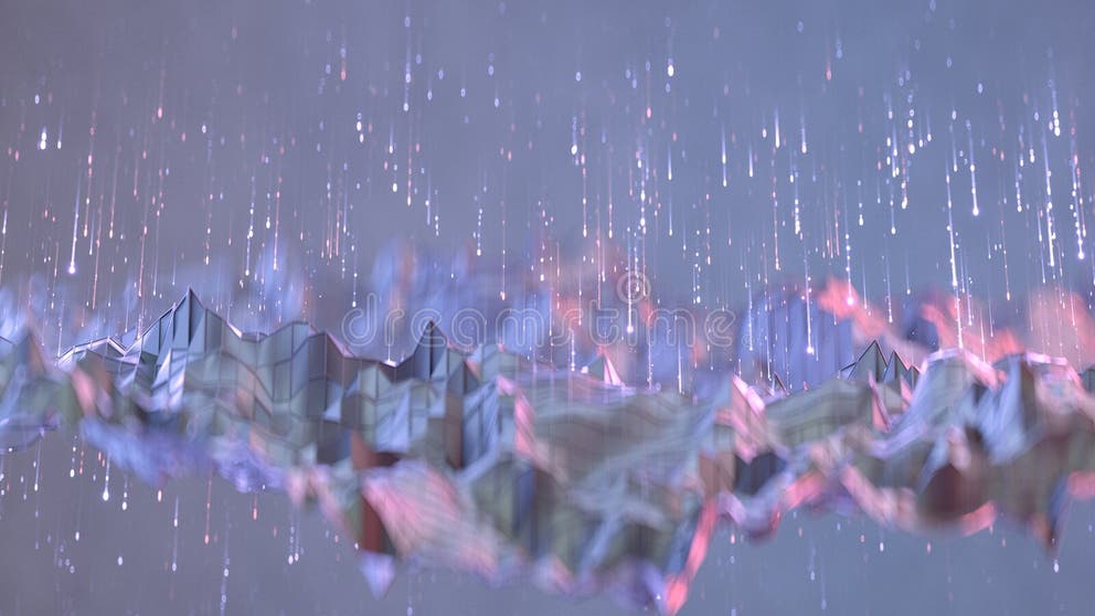 Polygonal Shape and Data Stream 3D Rendering Stock Illustration ...