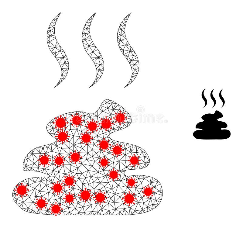 Polygonal Network Shit Smell Icon with Virus Items Stock Vector ...
