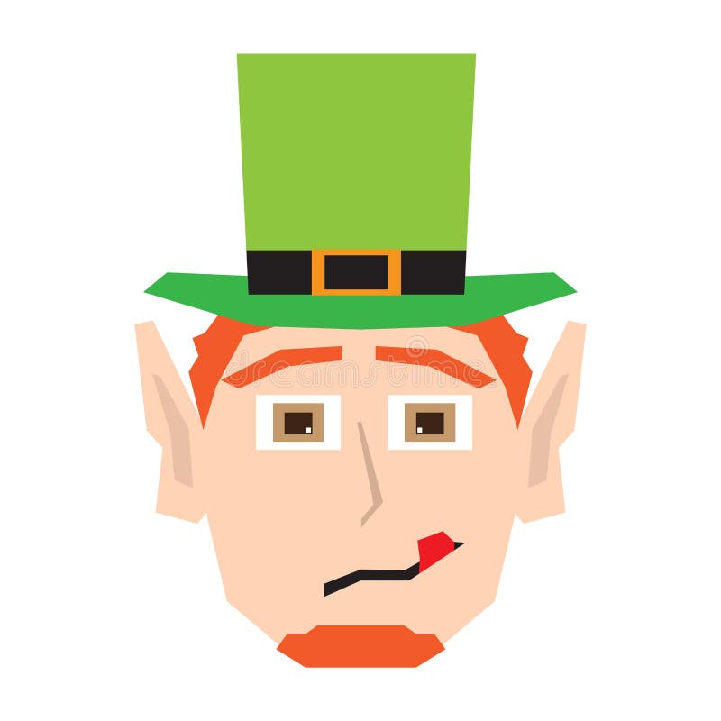 Irish Man Head with Mustache and Hat in Black and White Stock Vector ...
