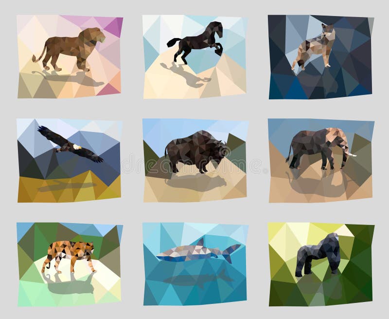 Set of Animals from Polygons. Stock Vector - Illustration of poly ...