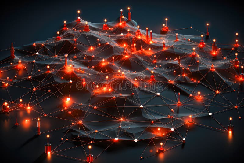 Polygonal Space Low Poly Dark Background with Connecting Dots and Lines ...