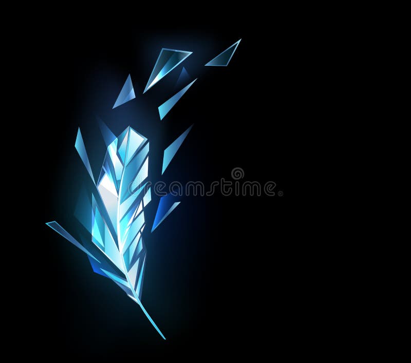 Feather of Blue Fire on Black Background Stock Vector - Illustration of ...