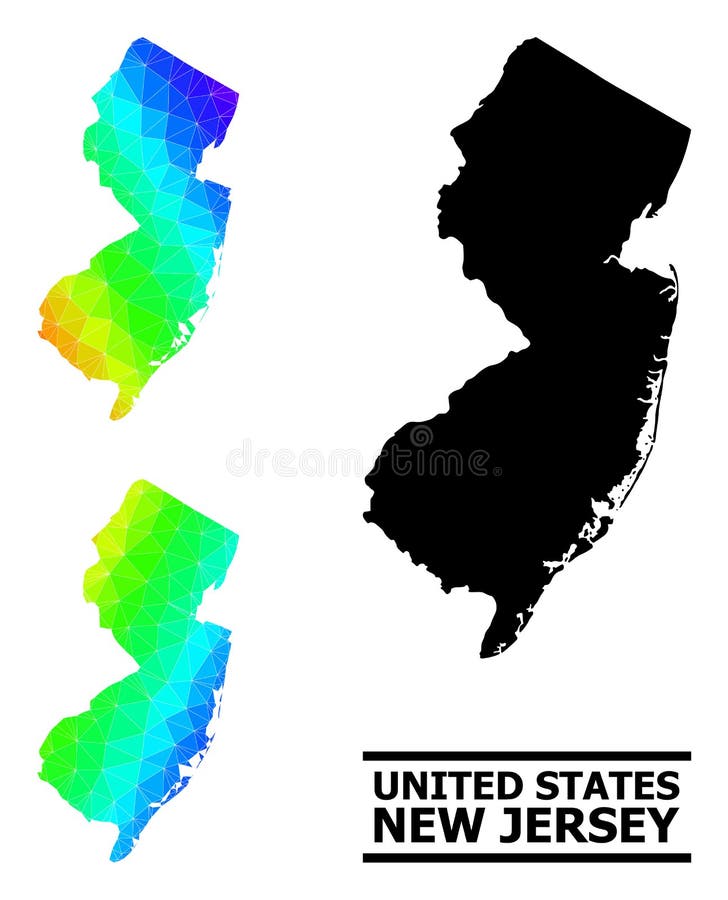 Polygonal Spectrum Map of New Jersey State with Diagonal Gradient Stock ...