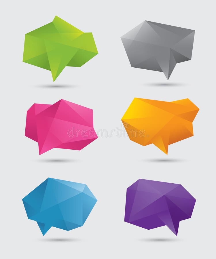 Polygonal Geometric, Vector 3D Speech Bubbles Set Stock Vector ...