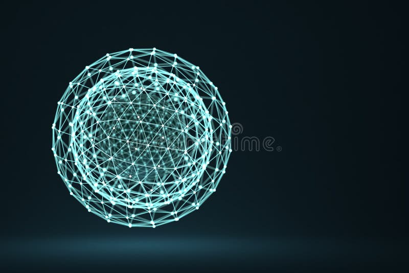 Polygonal Sphere with Connected Lines and Dots Stock Illustration ...