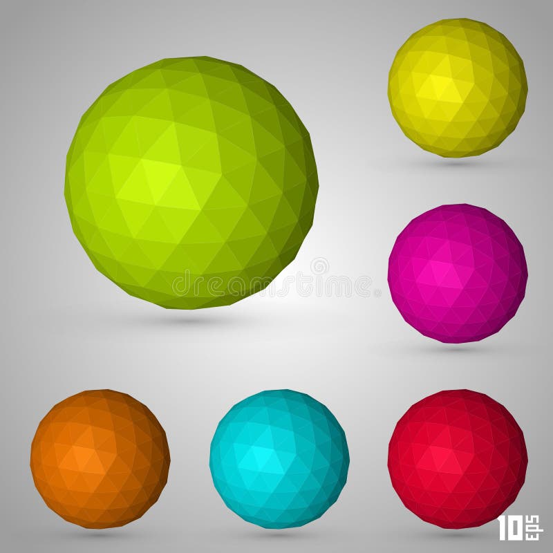 Polygonal sphere set color stock vector. Illustration of globe - 49513683