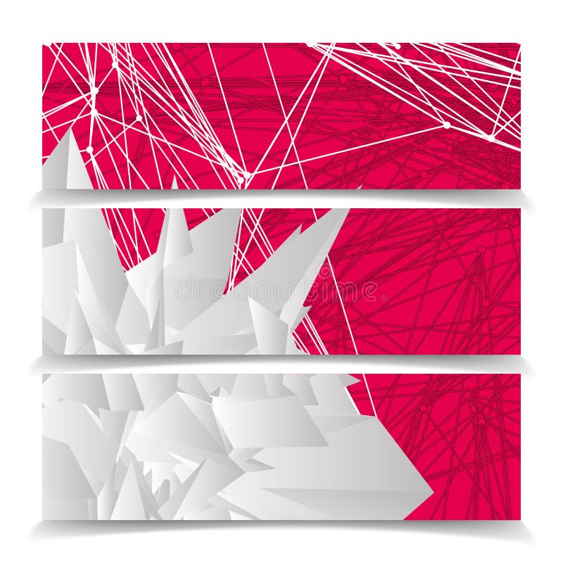 Polygonal and Striped Website Header or Banner Set Stock Vector ...