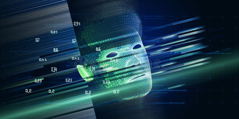 Polygonal Technology Background with 3d Wireframe Cyborg, Blurred Lines ...