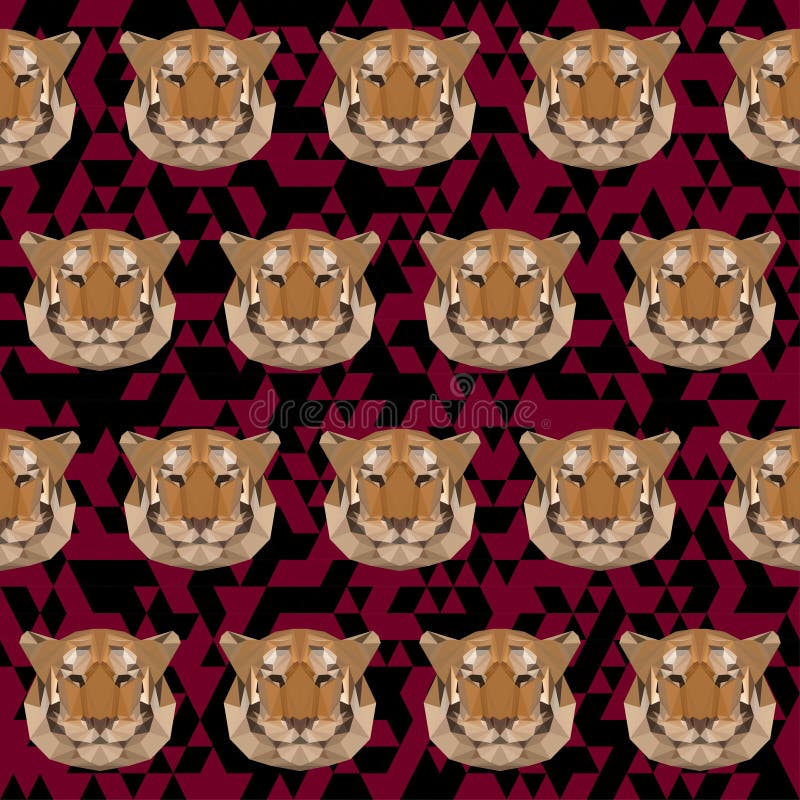 Polygonal Tiger Pattern Background Stock Vector - Illustration of fang ...
