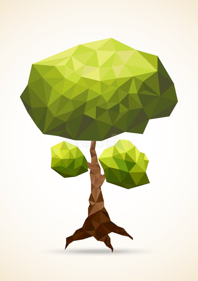 Polygonal Tree Isolated White Stock Illustrations – 749 Polygonal Tree ...
