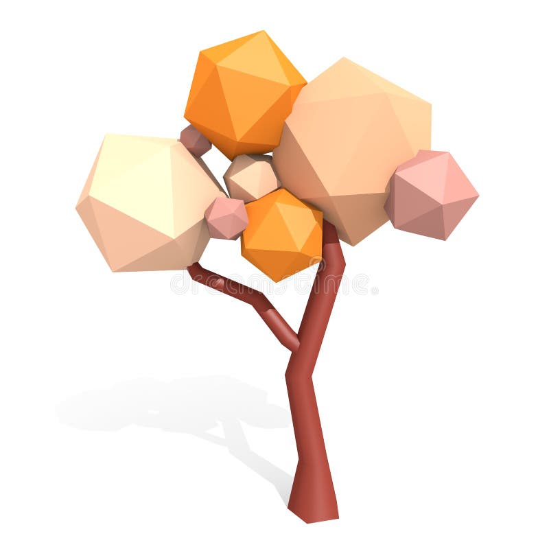 Polygonal Tree Isolated on White Stock Illustration - Illustration of ...