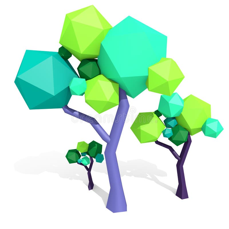 Polygonal Tree Isolated on White Stock Illustration - Illustration of ...