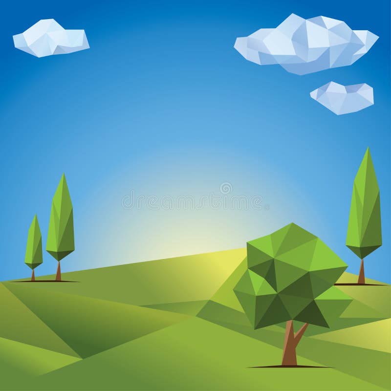 Polygonal Trees. Abstract Vector Illustration, Low Poly Style. Stock ...