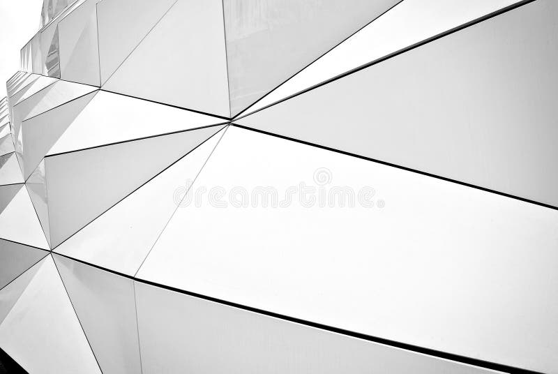 Polygonal Triangle Glass Facade of Modern Building. Stock Image - Image ...