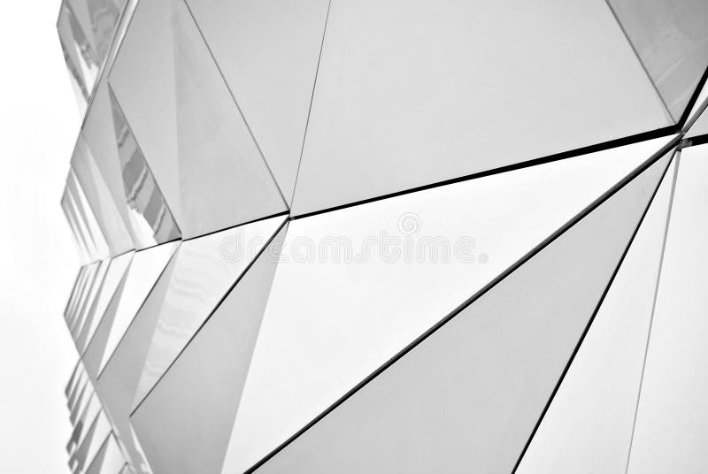 Polygonal Triangle Glass Facade of Modern Building. Stock Image - Image ...
