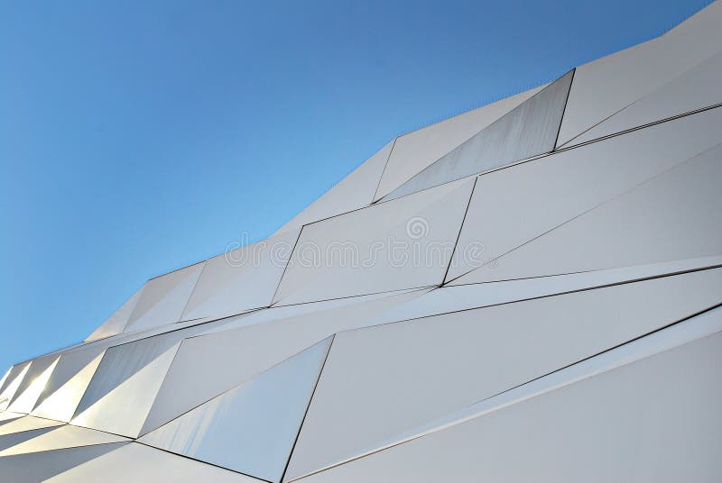 Polygonal Triangle Glass Facade of Modern Building. Stock Photo - Image ...