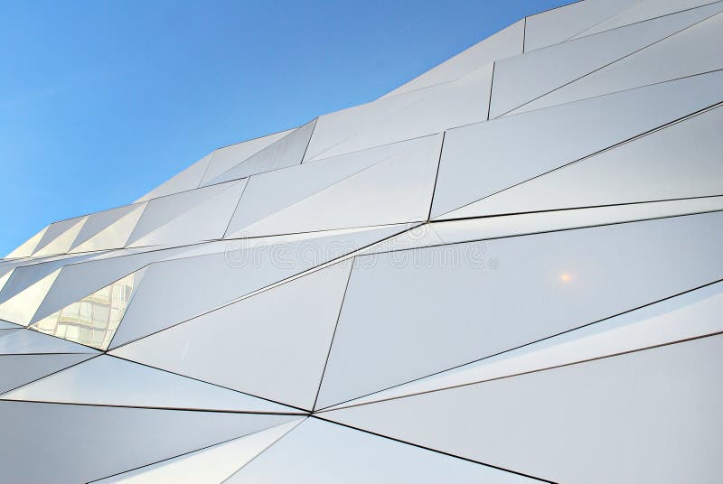 Polygonal Triangle Glass Facade of Modern Building. Stock Photo - Image ...