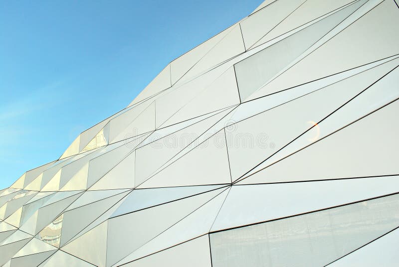 Polygonal Triangle Glass Facade of Modern Building. Stock Photo - Image ...