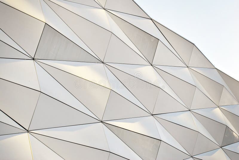 Polygonal Triangle Glass Facade of Modern Building. Stock Photo - Image ...