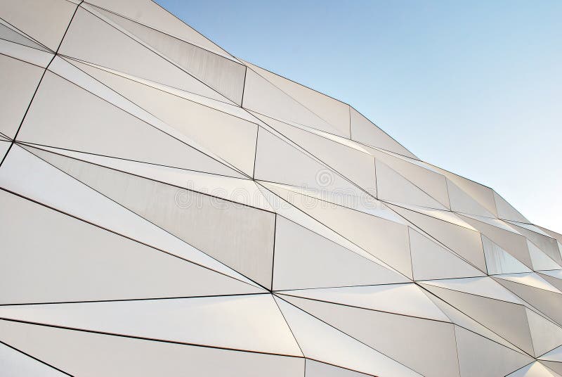 Polygonal Triangle Glass Facade of Modern Building. Stock Photo - Image ...