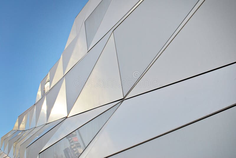 Polygonal Triangle Glass Facade of Modern Building. Stock Photo - Image ...