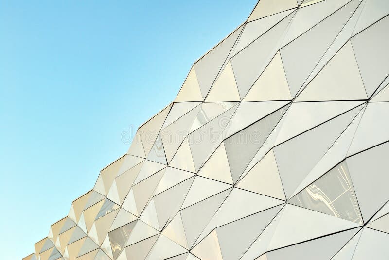 Polygonal Triangle Glass Facade of Modern Building. Stock Photo - Image ...