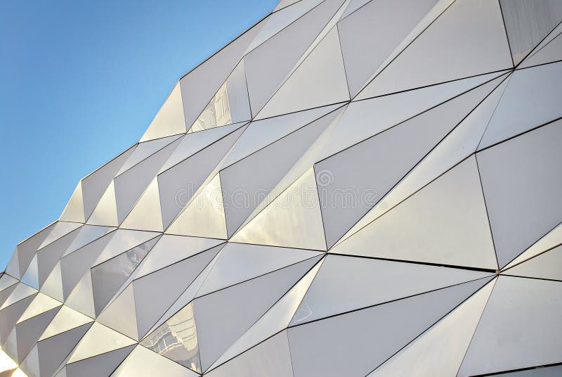 Polygonal Triangle Glass Facade of Modern Building. Stock Photo - Image ...