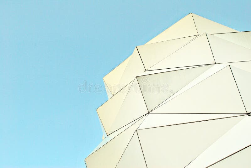 Polygonal Triangle Glass Facade of Modern Building. Stock Photo - Image ...