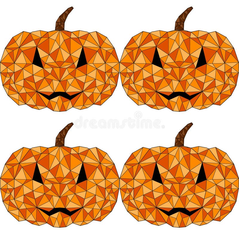Polygonal Triangle Pumpkin for Halloween Orange on Blackbackground with ...