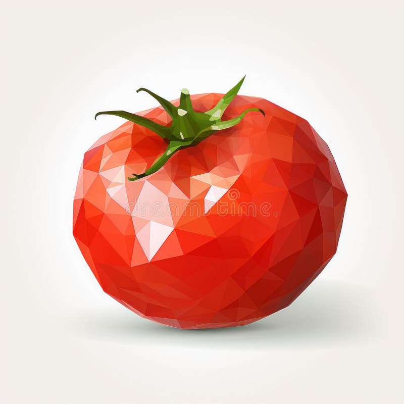 Polygonal Triangular Tomato Vector with Organic Textures and Geometric ...
