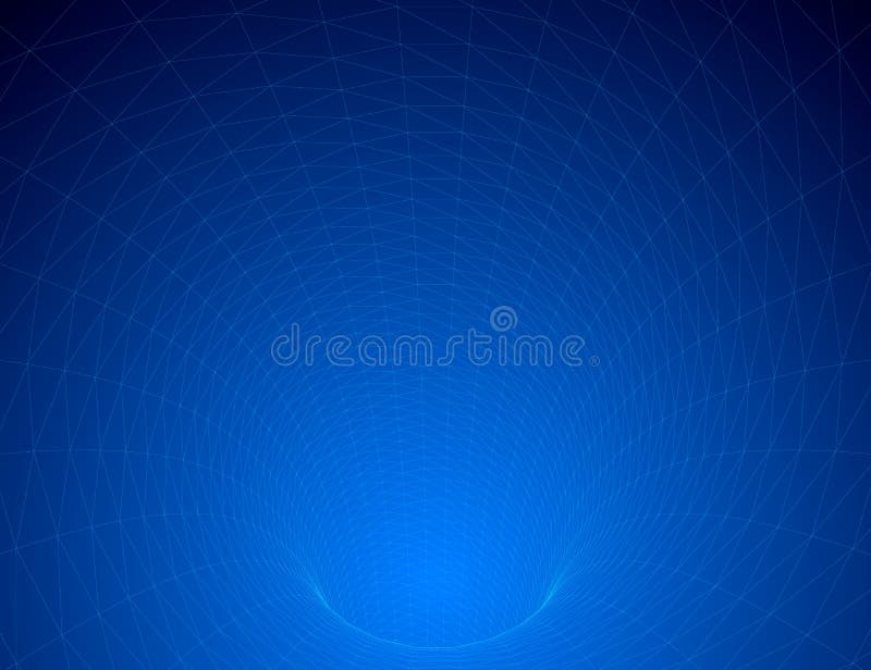 Polygonal Tunnel Going Down. Wireframe of the Tunnel of Blue Lines ...