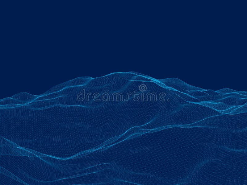 Polygonal Uneven Terrain. Wireframe Mesh Surface Stock Vector ...